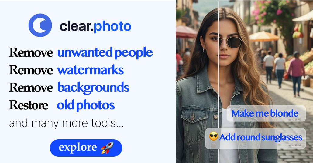 clear photo - AI Photo Editor for Watermark Removal, Headshots & More